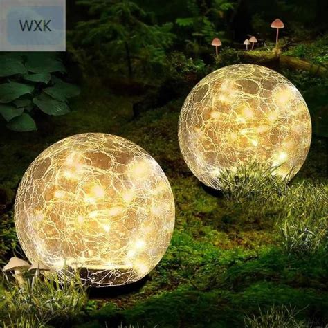 12 см Фонарь садовый на солнечной батарее Шар 30 Led СТЕКЛО тёплый свет фонарь уличный для