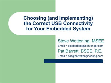implementing usb connectivity