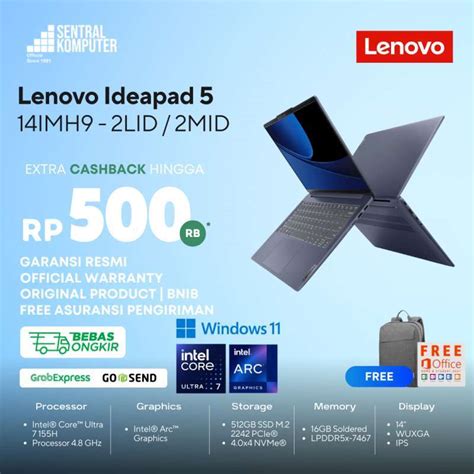 Jual Lenovo Ideapad Slim Imh Core Ultra H Gb Gb W Ohs Blue Screen Di Seller