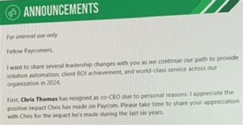 Paycom Co Ceo Resigns After Three Months On The Job… The Lost Ogle
