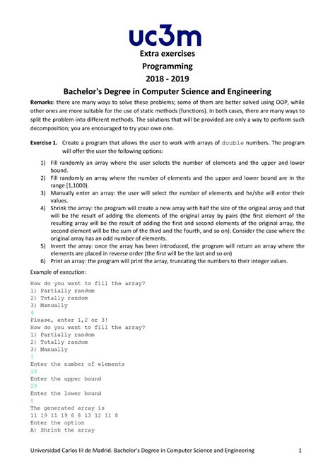 Extra Exercises Extra Exercises For The Final Programming Test On