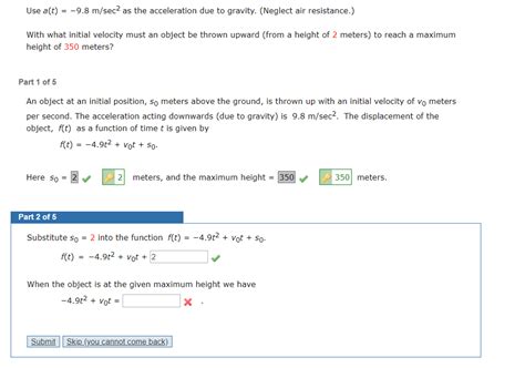 solved use a t 9 8 m sec2 as the acceleration due to