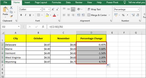 Calculating Percentage Difference In Microsoft Excel