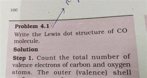 Write The Lewis Dot Structure Of Co Molecule Solution Step 1 Count The