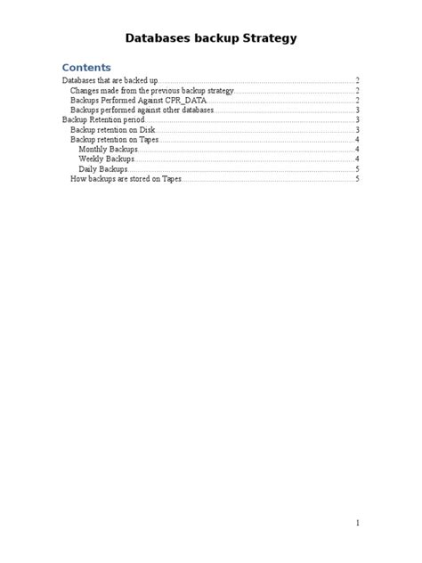 Backup Strategy Pdf Backup Databases