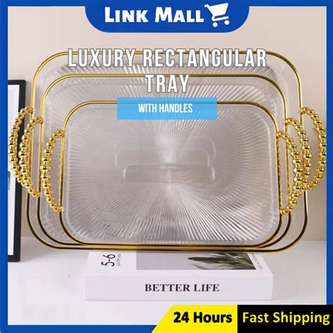 Link【acrylicplastic Tray】 Multi Purpose Tray Serving Tray With Gold