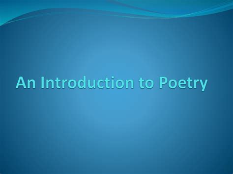 An Introduction To Poetry