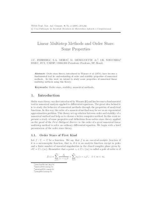 pdf linear multistep methods and order stars some properties