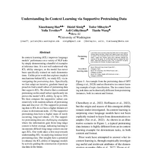 Understanding In Context Learning Via Supportive Pretraining Data Acl