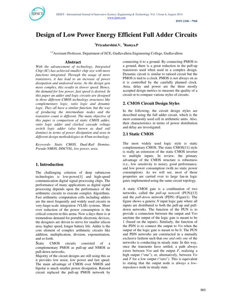 PDF Design Of Bit ALU Using Low Power Energy Efficient Full Adder Circuits