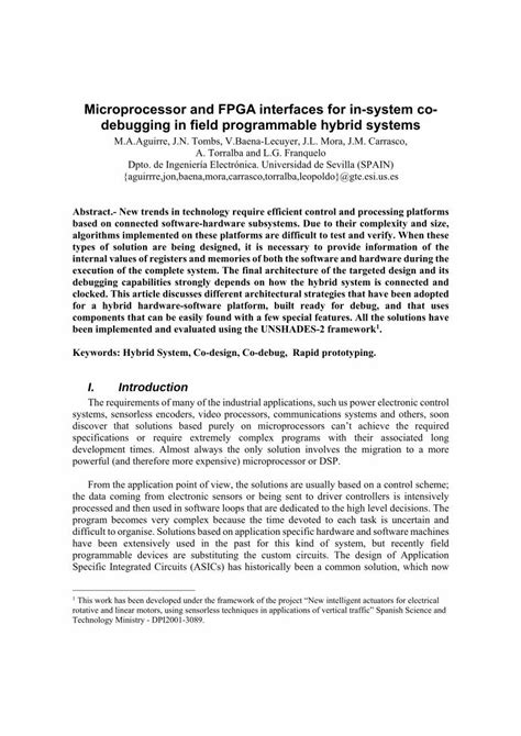 Pdf Microprocessor And Fpga Interfaces For In System Co Dokumentips