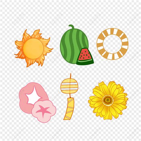 여름 일러스트 요소 조립수박햇빛해바라기 Png 일러스트 무료 다운로드 Lovepik