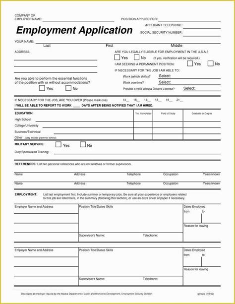 Free Printable Application For Employment Template Of Printable Job