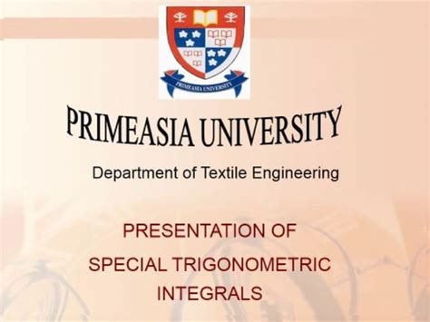 Special Trigonometric Integrals Ppt Physics Science