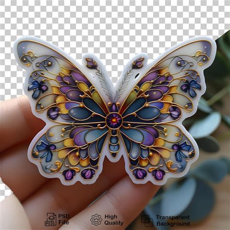 투명 한 배경 에 고립 된 다채로운 나비 프리미엄 Psd 파일