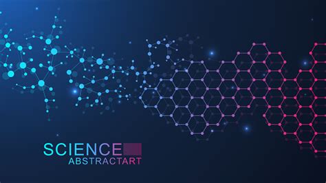 육각형 선 점이 있는 현대 과학 배경 웨이브 흐름 추상 배경입니다 의료 기술 화학 과학을 위한 분자 구조 벡터 일러스트 레이 션 인포그래픽에 대한 스톡 벡터 아트 및 기타