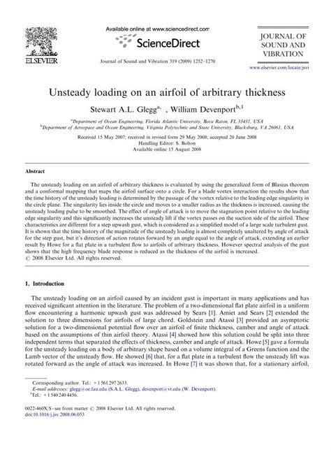 Pdf Unsteady Loading On An Airfoil Of Arbitrary Thickness Dokumentips