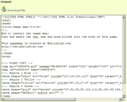Mobilefish Online HTML Image Map Creator Help