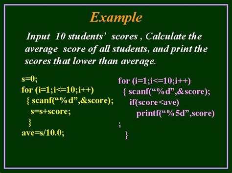Arrays Example Input 10 Students Scores Calculate The