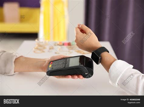 Woman Using Terminal Image Photo Free Trial Bigstock