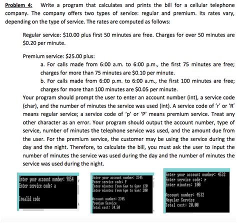 Solved Write A Program That Calculates And Prints The Bill