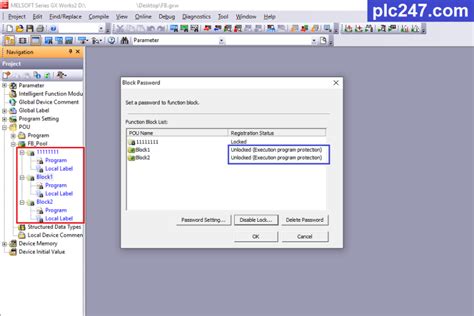 Unlock Password GX Works Function Block POU Program PLC Mitsubishi Plc Com