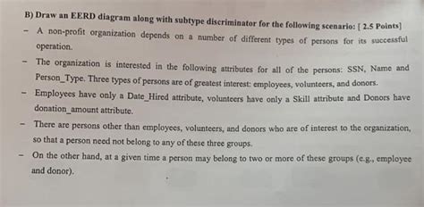 Solved B Draw An Eerd Diagram Along With Subtype