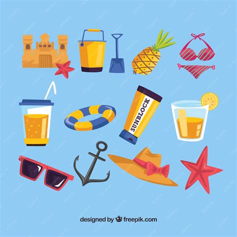 Free Vector Great Collection Of Colored Summer Objects
