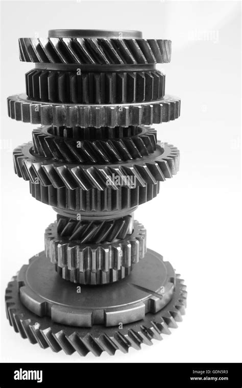 Steel Cogs Together On Plain Background Stock Photo Alamy