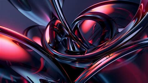 3d Rendering Of Intertwined Glossy Black And Red Tubes With A Shiny Reflective Surface Premium