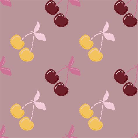 Cute Cherry Seamless Pattern Hand Drawn Cherries Wallpaper 26458562