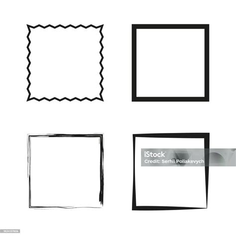 그런 지 사각형 프레임 세트입니다 벡터 일러스트 레이 션입니다 주당순이익 10 거친에 대한 스톡 벡터 아트 및 기타 이미지