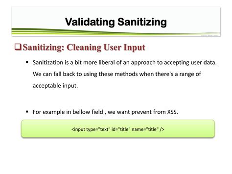 Validating And Sanitizing User Data PPT