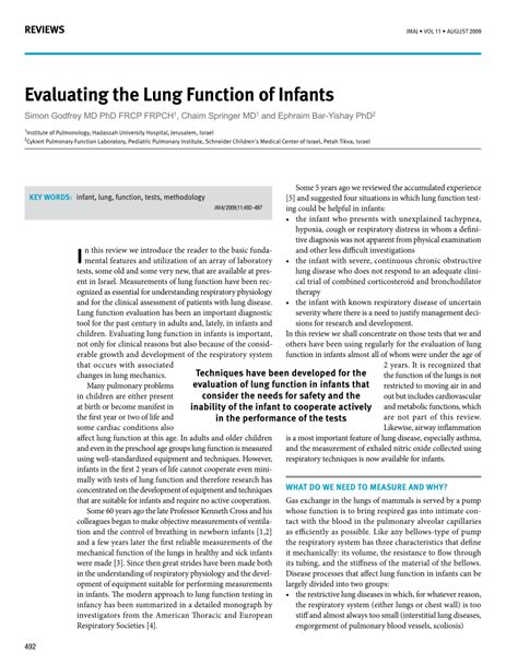 Pdf Evaluating The Lung Function Of Infants