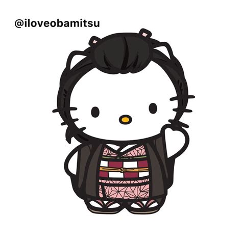 Hello Nezuko Human Ver Hello Kitty Art Hello Kitty Hello Kitty Halloween Wallpaper