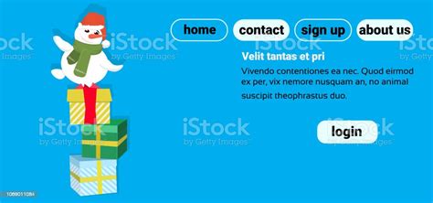 눈사람 선물 포장된 선물 상자에 서 있는 빨간 모자를 입고 메리 크리스마스 해피 뉴가 어 휴가 개념 평면 수평 복사 공간을 스택 12월에 대한 스톡 벡터 아트 및 기타