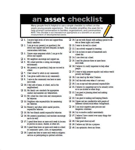 Fixed Assets List
