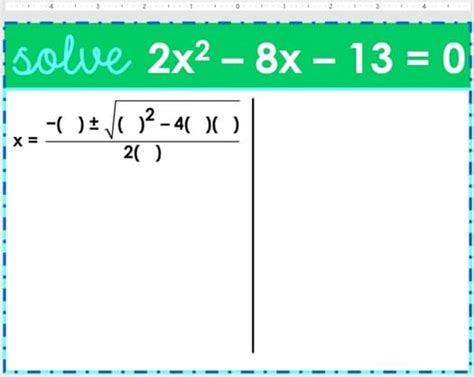 Quadratic Formula Notes And Warm Up Practice Template Tpt