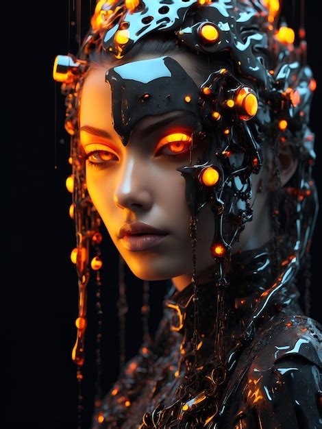 Premium Ai Image Dot Matrix Style Portrait Of A Mysterious Female