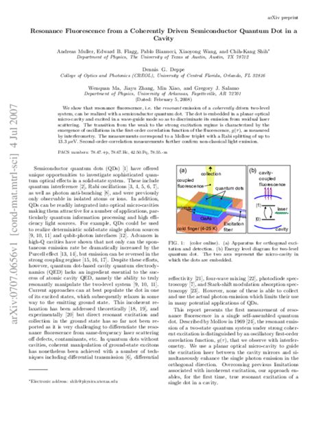 Pdf Resonance Fluorescence From A Coherently Driven Semiconductor Quantum Dot In A Cavity