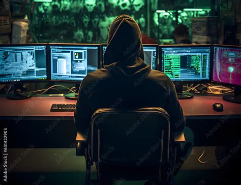 Hacker Typing Computer Concept Of Cybercrime Cyberattack Dark Web