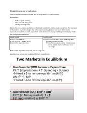DD AA Model Recap Docx The AA DD Curve And Its Implications Gives Us Equilibrium Output Y Or