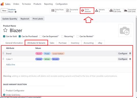 how to manage the product variants using the odoo 17 sales app