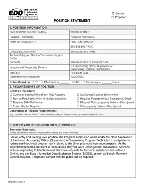 Fillable Online Position Classification Standard For Medical Technician