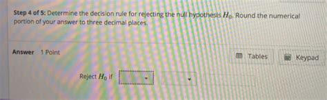 Solved Step 4 Of 5 Determine The Decision Rule For