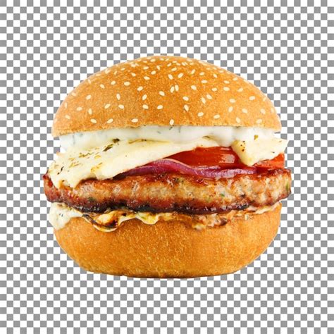 녹은 치즈와 패티 오 투명 배경 햄버거 프리미엄 Psd 파일