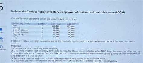 [solved] problem 6 4a algo report inventory using lower