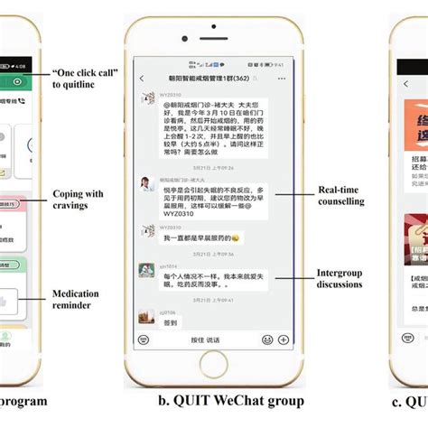 Screenshots Of Wechat Based Interventions Of Wechat And Quitline Modality Download Scientific