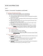 ECON 100 SPRING 2020 Docx ECON 100 SPRING 2020 Week 1 Chapter 1 Economics Foundations And