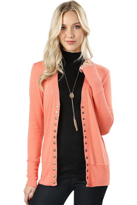 Cardigans For Women Long Sleeve Cardigan Knit Snap Button Sweater